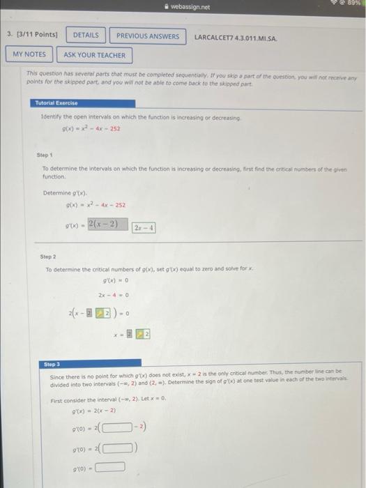 Solved 89% webassign.net 3. [3/11 Points] DETAILS PREVIOUS | Chegg.com