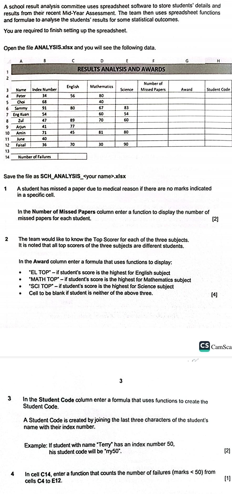 Solved 3 3 In the Student Code column enter a formula that | Chegg.com