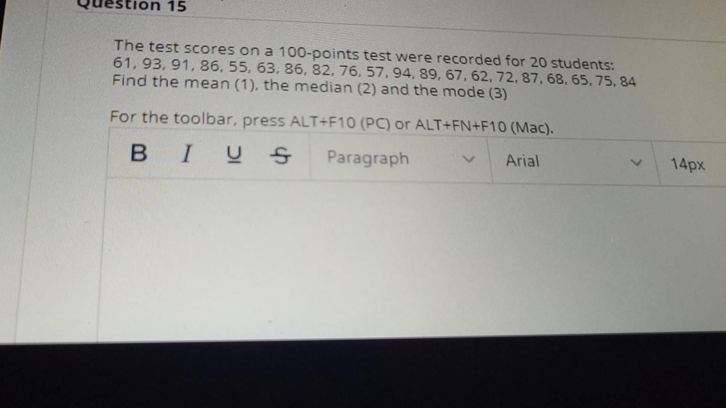 Solved on 15 The test scores on a 100-points test were | Chegg.com