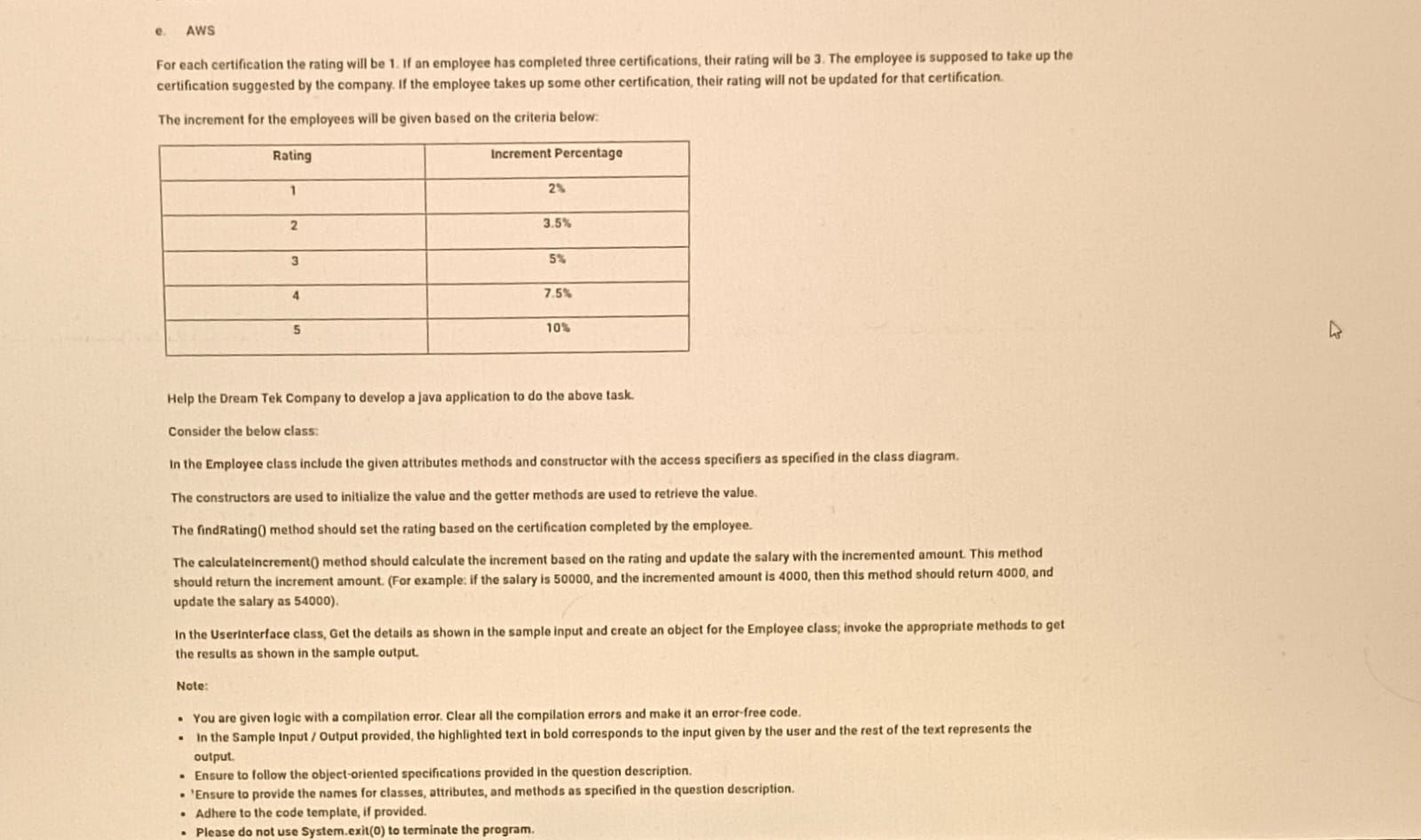 Solved e. ﻿AWSFor each certification the rating will be 1. | Chegg.com