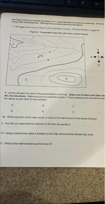 Solved 8. List the elevation for each of the points labeled | Chegg.com