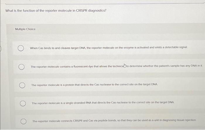Solved What is the function of the reporter molecule in | Chegg.com