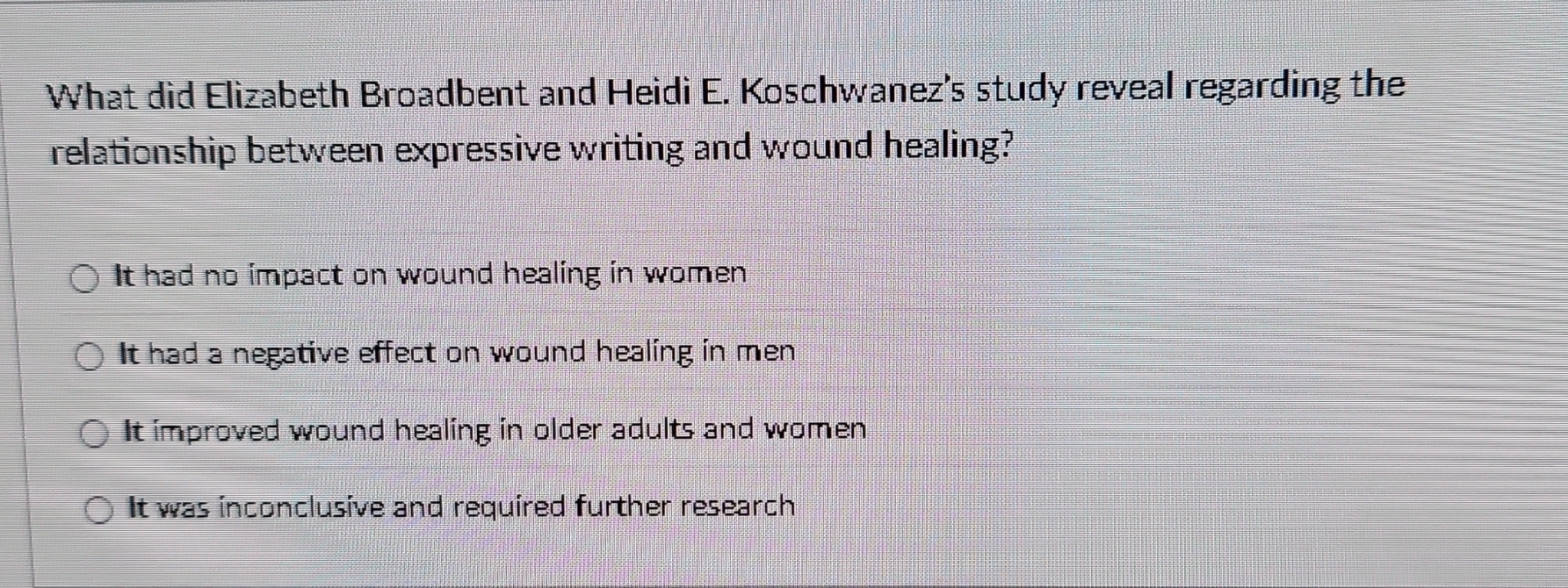 Solved What did Elizabeth Broadbent and Heidi E. | Chegg.com