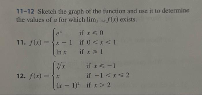 Solved 11-12 Sketch the graph of the function and use it to | Chegg.com