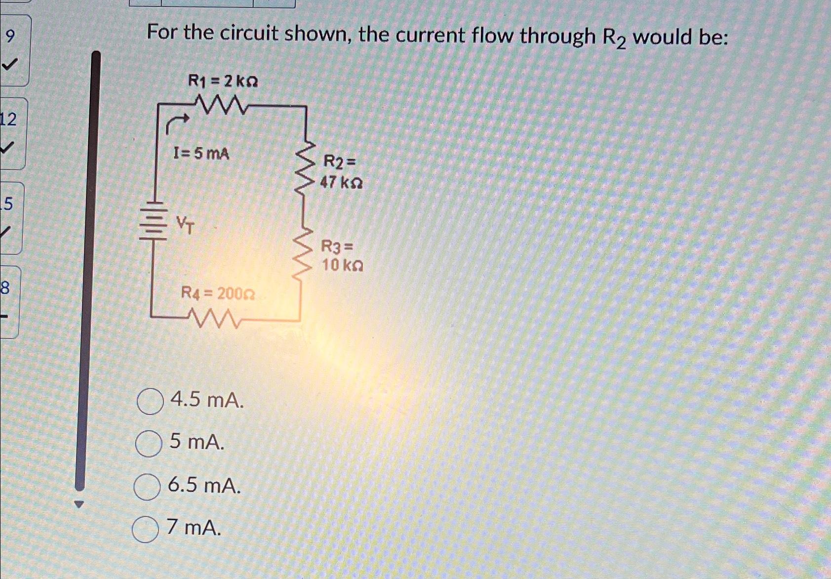 Solved For the circuit shown, the current flow through R2 | Chegg.com