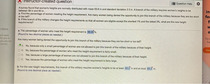 Solved Instructor-created question Question Help A survey | Chegg.com