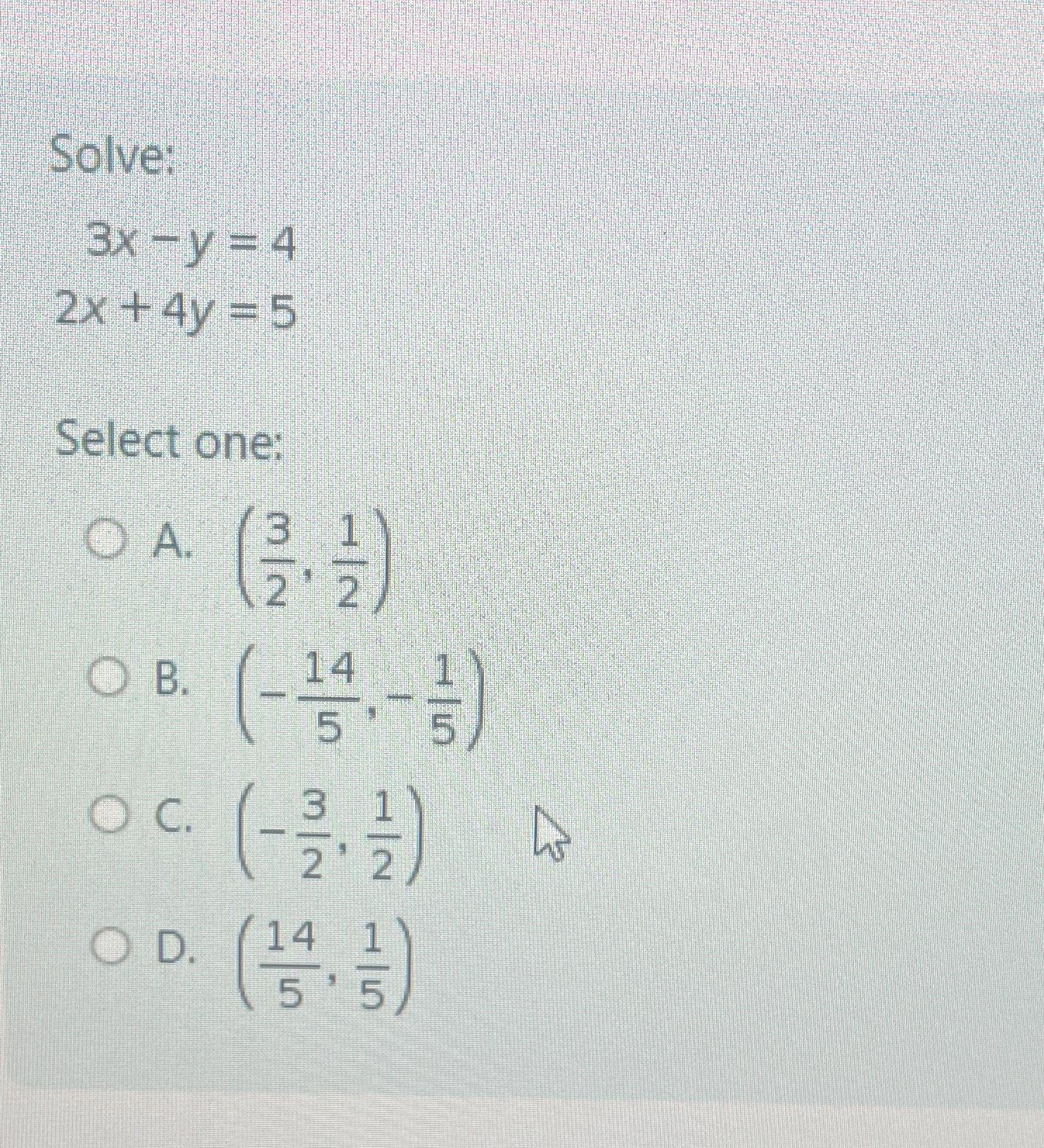 Solved Solve 3x y 42x 4y 5Select Chegg