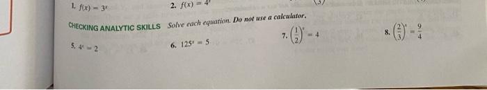Solved 1. f(x)=3x 2. f(x)=4 CHECKING ANALYTIC SKILLS Solve | Chegg.com