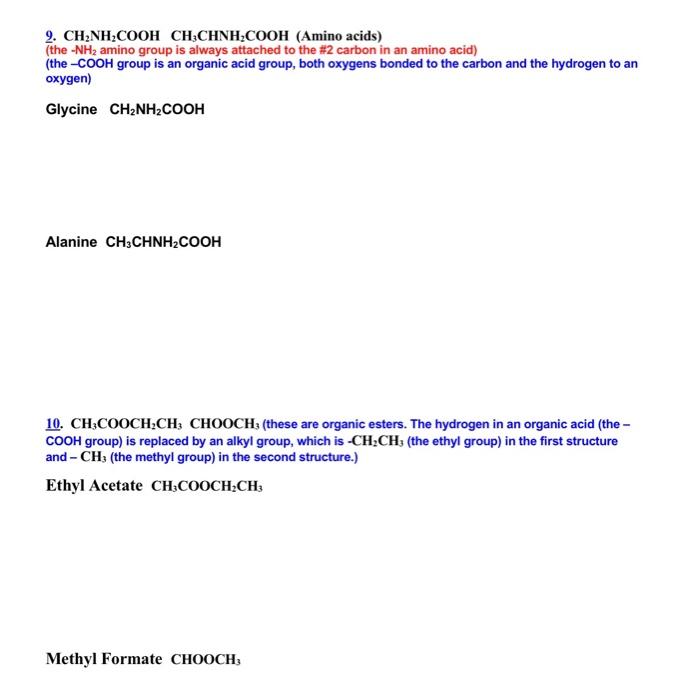 Solved 9. CH2NH2COOH CH:CHNH2COOH (Amino acids) (the -NH2 | Chegg.com