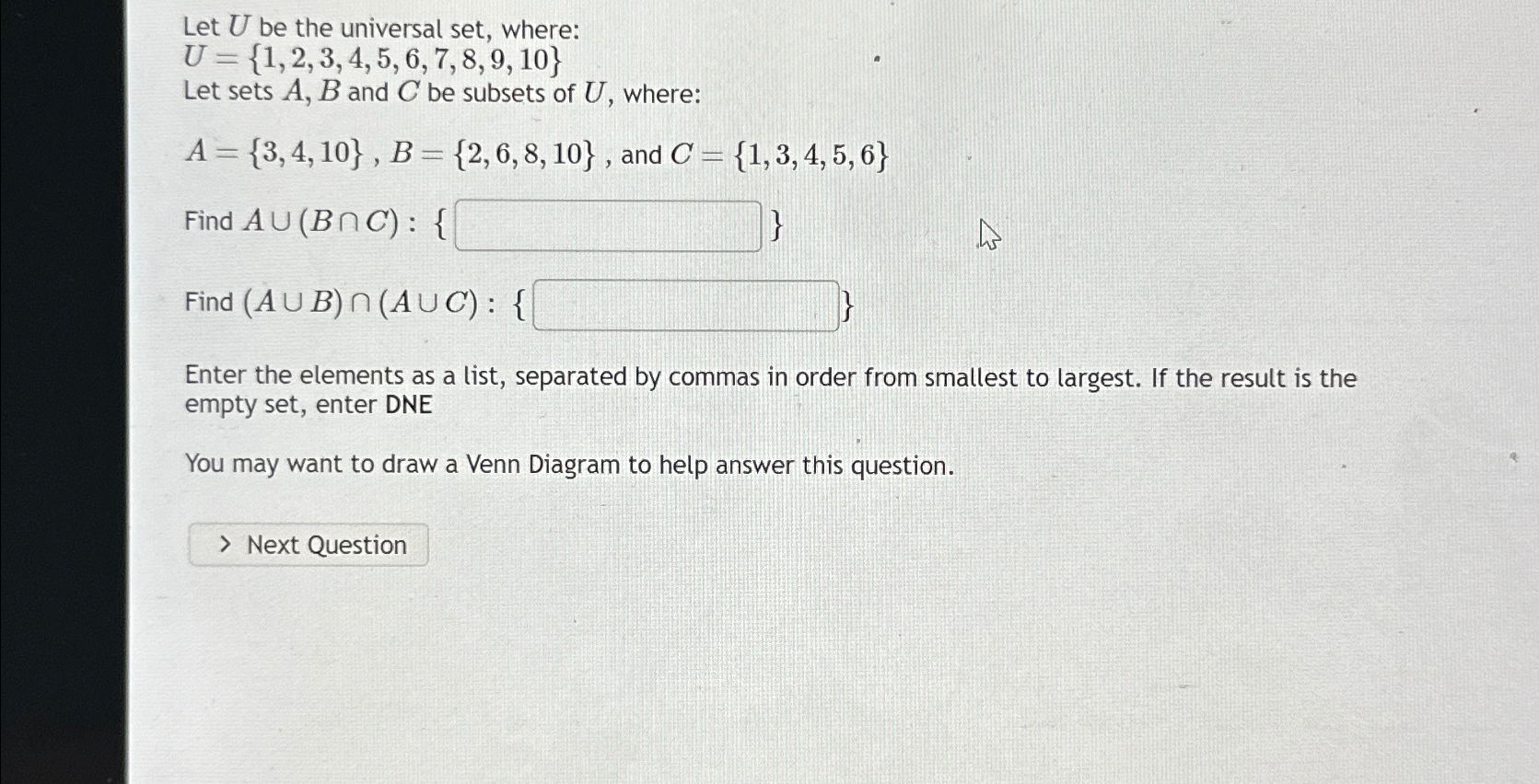 Solved Let U ﻿be the universal set, | Chegg.com