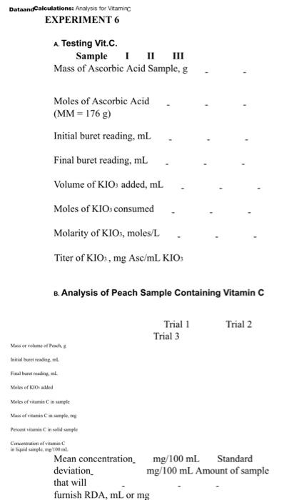 For Part A, try to practice titration using Acsorbic | Chegg.com