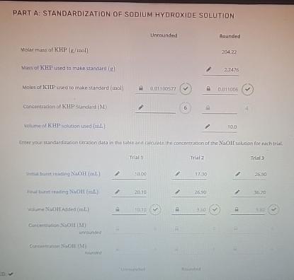 Solved PART A: STANDARDIZATION OF SODIUM HYDROXIDE | Chegg.com