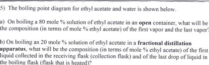 The boiling point diagram foe ethyl acetate and water | Chegg.com