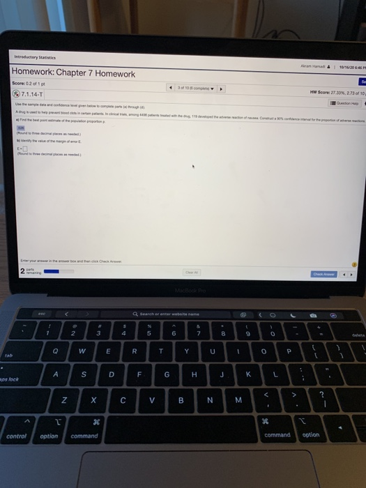 Solved Introductory Statistics Homework: Chapter 7 Homework | Chegg.com