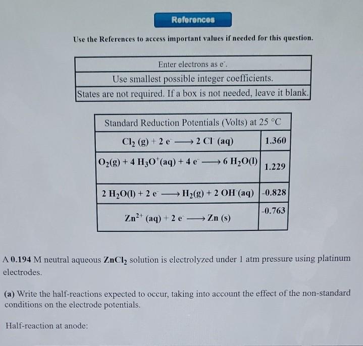 Solved A 0.194 M neutral aqueous ZnCl2 solution is | Chegg.com