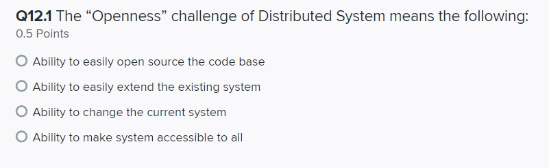 Solved Q12.1 The "Openness" challenge of Distributed System | Chegg.com