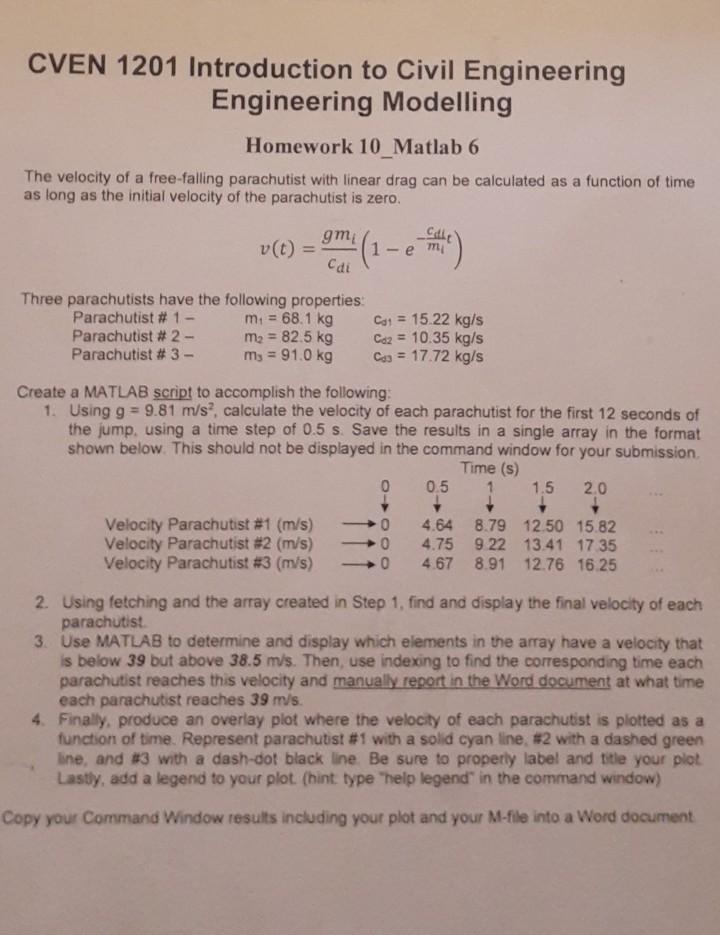 Solved CVEN 1201 Introduction to Civil Engineering | Chegg.com