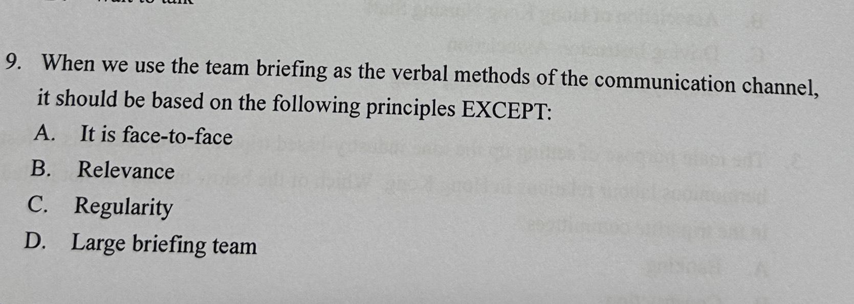 Solved When we use the team briefing as the verbal methods | Chegg.com