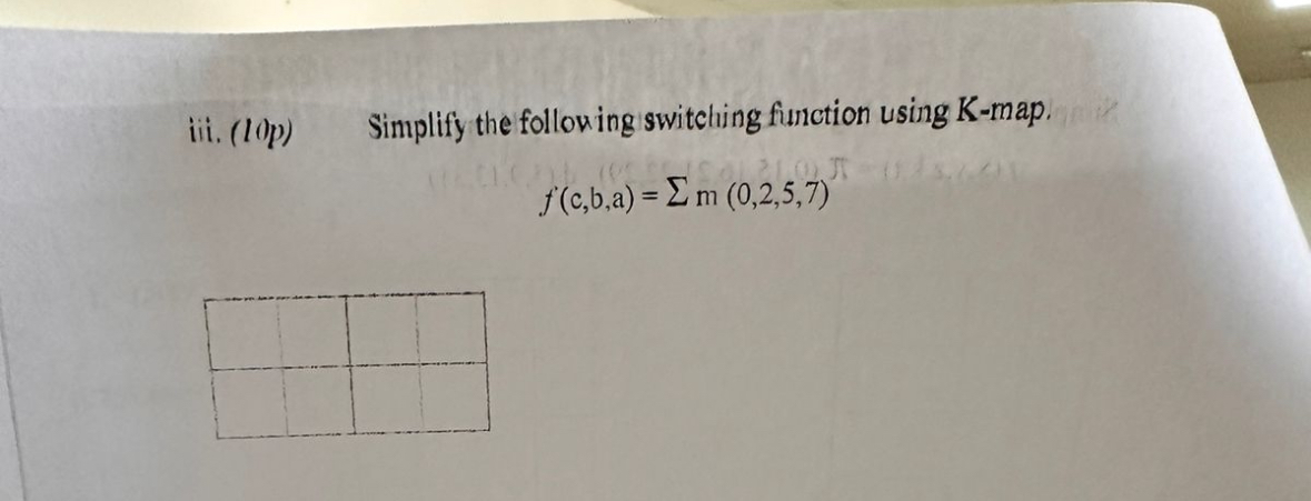 Solved iii. (I(1) ﻿Simplify the following switching function | Chegg.com