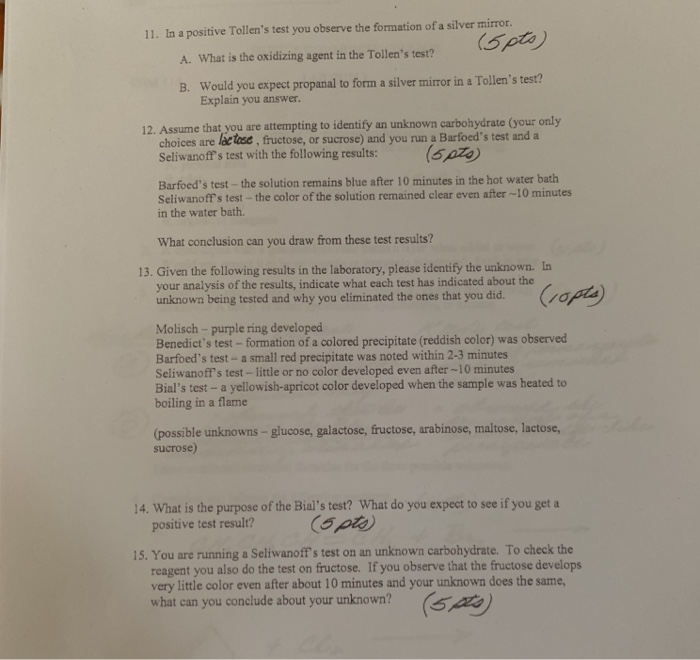 Solved 11. In a positive Tollen's test you observe the | Chegg.com