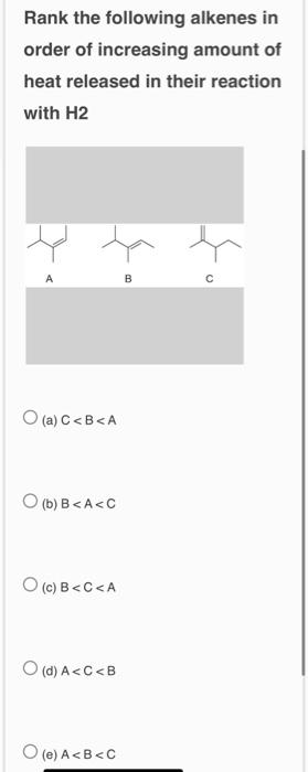 Solved Rank the following alkenes in order of increasing | Chegg.com