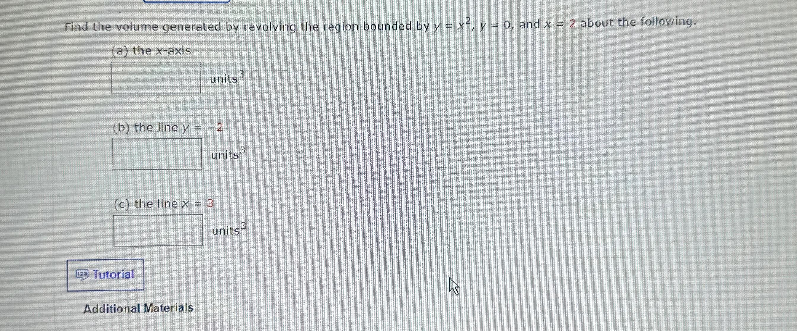 Solved Find the volume generated by revolving the region | Chegg.com