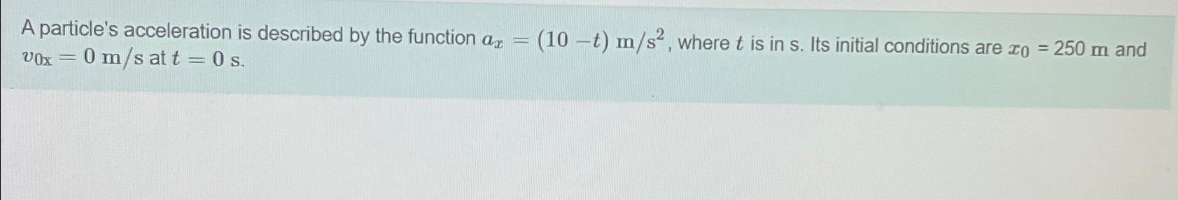 Solved A particle's acceleration is described by the | Chegg.com