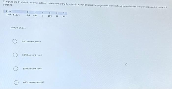 Solved Compute the Pl statistic for Project X and note | Chegg.com