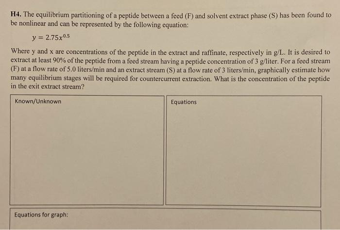 Solved H4. The equilibrium partitioning of a peptide between | Chegg.com