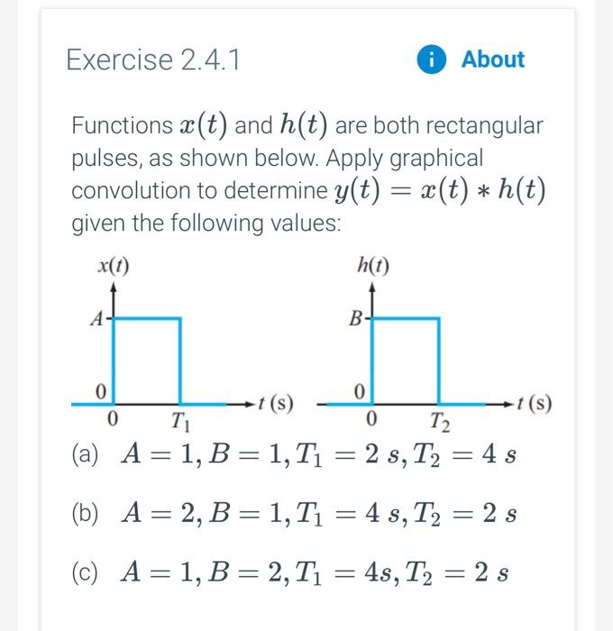 Solved Exercise 2.4.1 i About Functions x(t) and h(t) are | Chegg.com