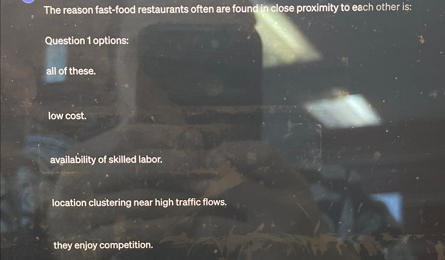 Solved The reason fast-food restaurants often are found in | Chegg.com