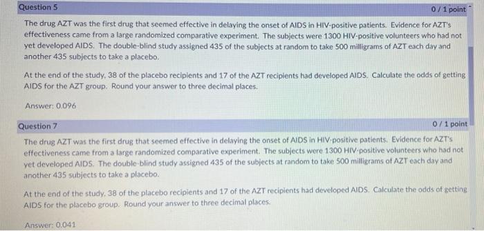 Solved Question 5 0/1 point The drug AZT was the first drug | Chegg.com