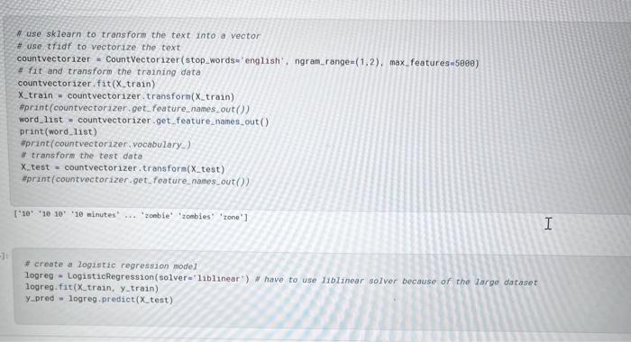 Solved Using Sklearn1. Remove 5 stop words from the dataset | Chegg.com