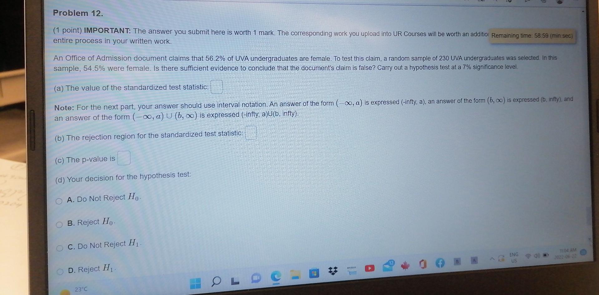 Solved Problem 12. (1 point) IMPORTANT: The answer you | Chegg.com