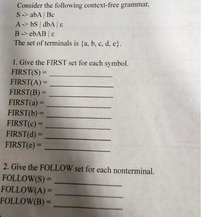 Solved Consider the following context-free grammar, | Chegg.com