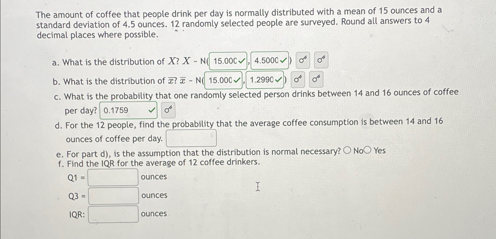Solved The amount of coffee that people drink per day is | Chegg.com