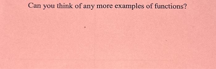 Solved Can you think of any more examples of functions? | Chegg.com