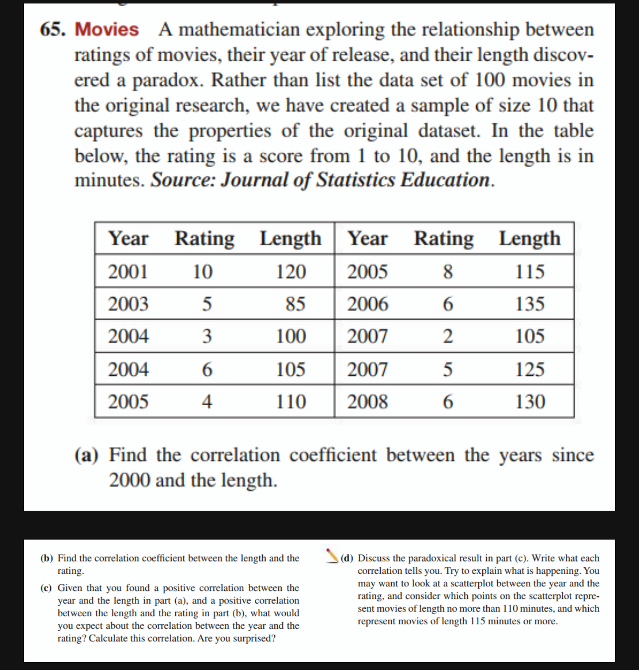 Solved Movies A mathematician exploring the relationship | Chegg.com