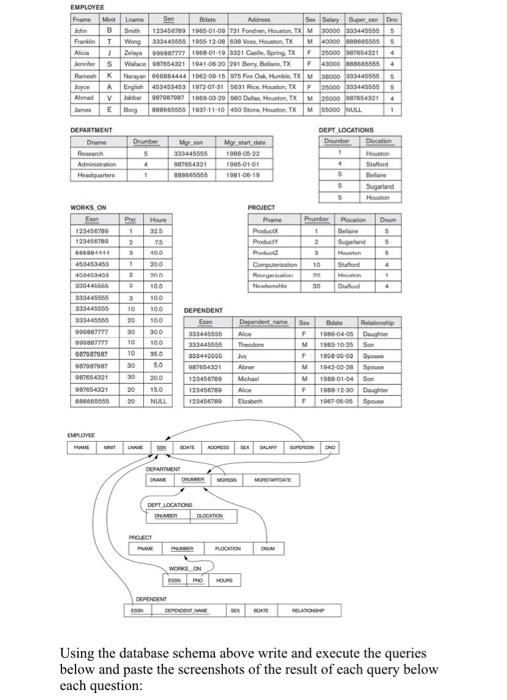 Solved Using the database schema above write and execute the | Chegg.com