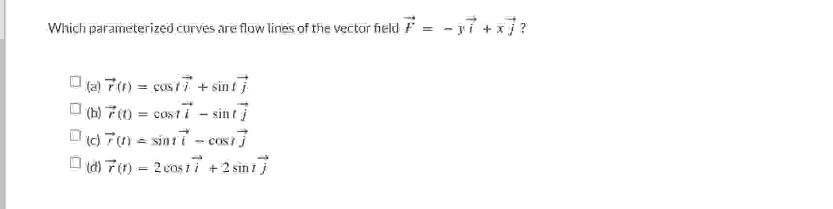 Solved Which parameterized ourves are flow lines of the | Chegg.com