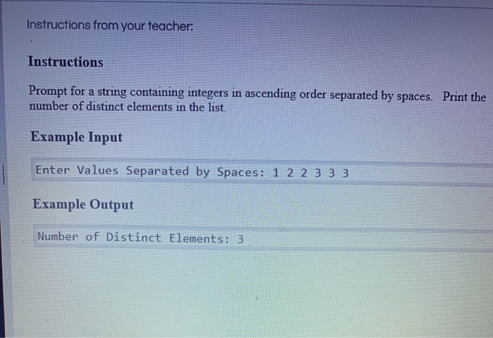 Solved Instructions from your teacher: Instructions Prompt | Chegg.com