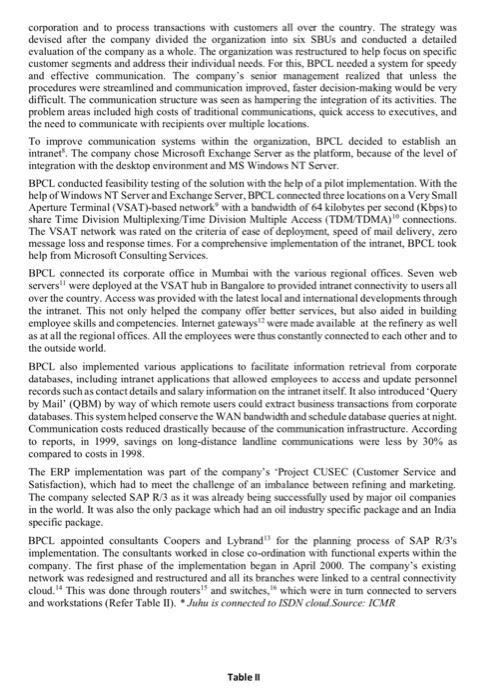 Solved ERP Implementation at BPCL Questions: A. Explain the | Chegg.com