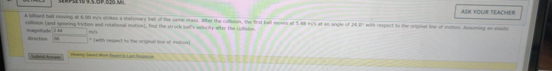 Solved collision (and ignoring friction and rotational | Chegg.com