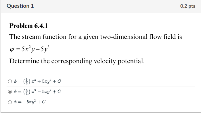 Solved Question 1Problem 6.4.1The stream function for a | Chegg.com