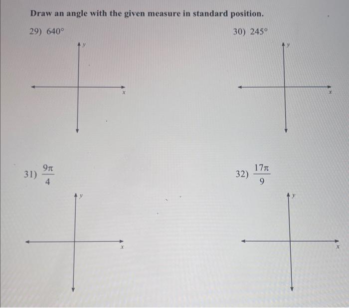 Solved draw an angle with a given measure in standard | Chegg.com
