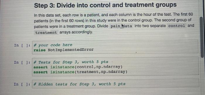 Step 3: Divide into control and treatment groups In | Chegg.com