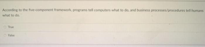 Solved According to the five-component framework, programs | Chegg.com