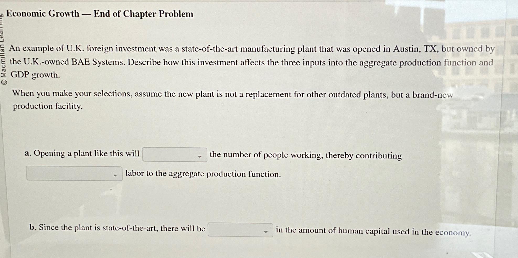 Solved Economic Growth - ﻿End of Chapter ProblemAn example | Chegg.com