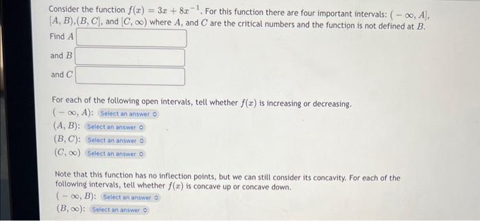 Solved Consider The Function F X 3x 8x−1 For This Function