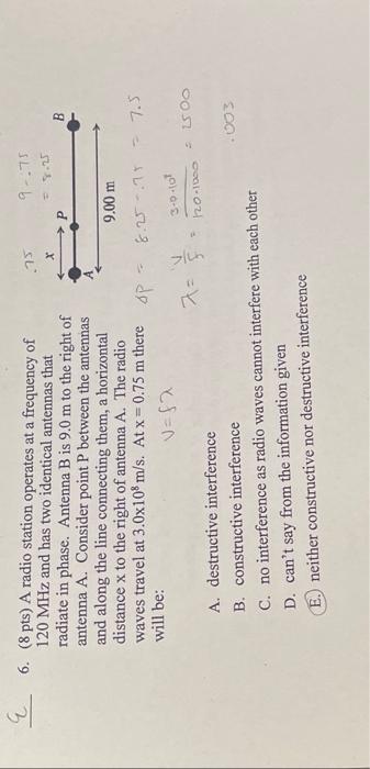 Solved 6. (8 pts) A radio station operates at a frequency of | Chegg.com